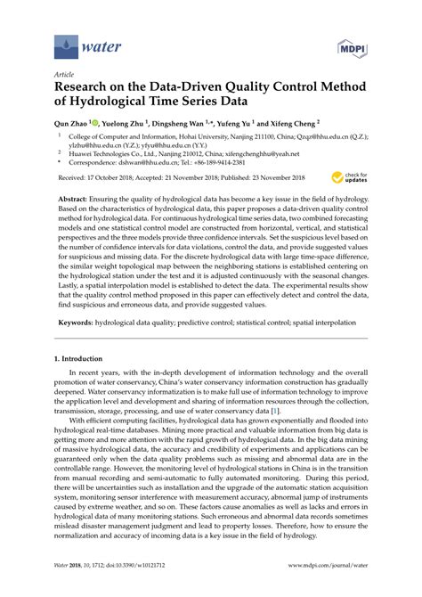 Pdf Research On The Data Driven Quality Control Method Of Hydrological Time Series Data
