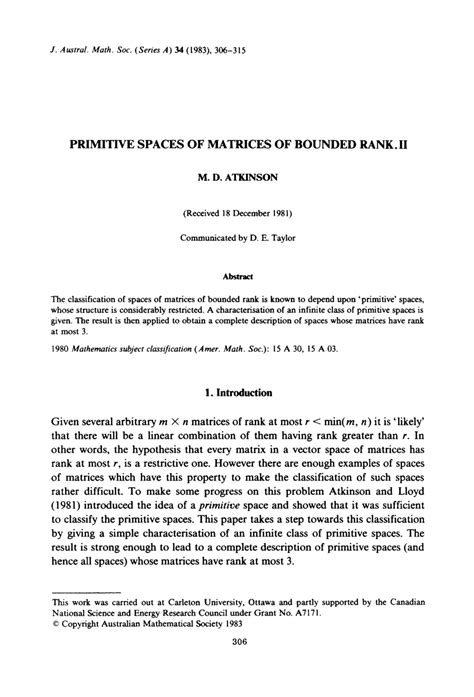Pdf Primitive Spaces Of Matrices Of Bounded Rank Ii