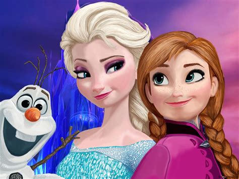 Frozen Cartoon Characters Elsa Anna And Olaf Are Cheerful Together 4k Wallpaper Download