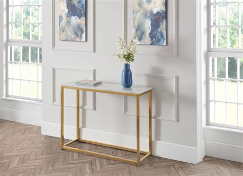 Scala White And Gold Console Table Larry Okeeffe Furniture