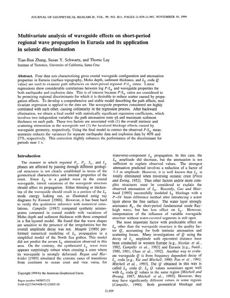 Pdf Multivariate Analysis Of Waveguide Effects On Short Period
