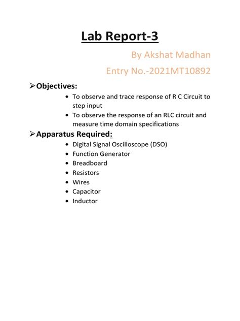 2021mt10892 Akshat Madhan Elp Lab Report Exp 3 Pdf Damping Electrical Network