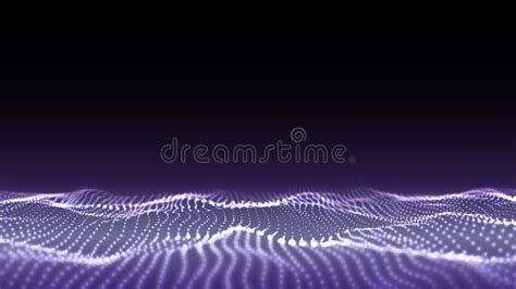 Vector Digital Technology Wave Dark Cyberspace With Motion Dots And Lines Futuristic Digital