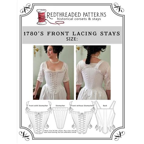 1780s Stays Pdf Pattern Size Pack B 18 26 Plus Etsy Stays Pattern
