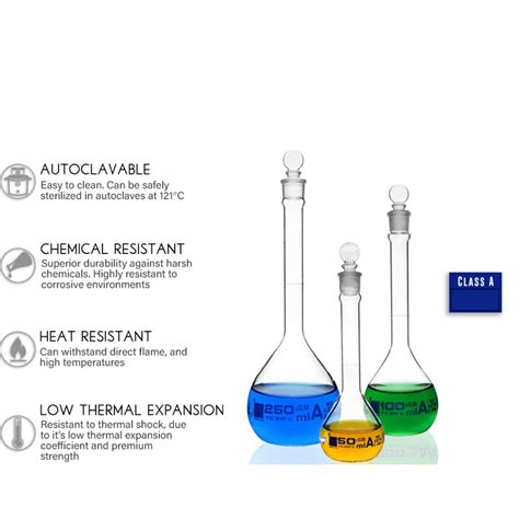 China Customized Laboratory 3 3 Boro 100ml 250ml 500ml Class A Glass Volumetric Flask With