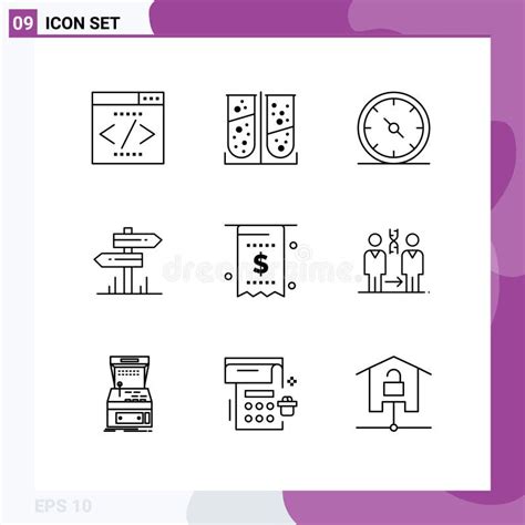 9 User Interface Outline Pack Of Modern Signs And Symbols Of Currency Room Business Motel