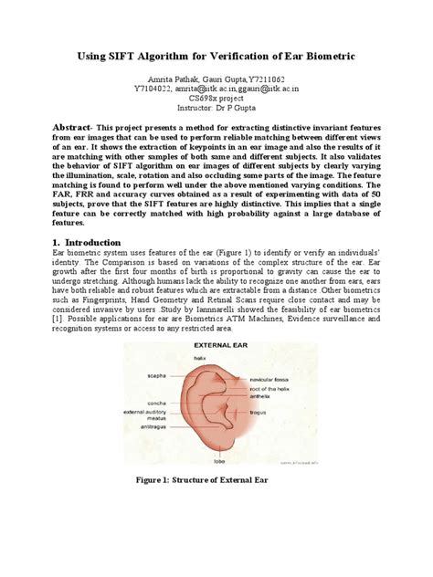 Sift Algorithm For Verification Of Ear Biometric Pdf Applied Mathematics Algorithms
