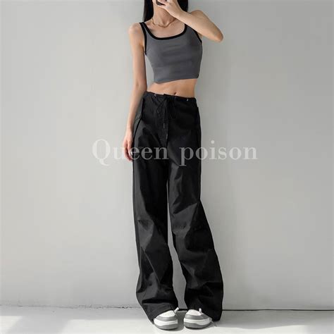 와이드 조거 팬츠 여성 하이웨스트 핑크 스트링 슬랙스 여름 버뮤다팬츠 방송댄스복