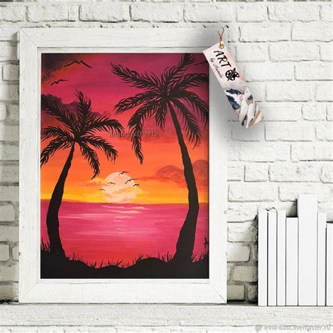 Карибски нощи Картина с акрилни бои 30 Cm 40 Cm Платно канава Asinela Репродукция Карт