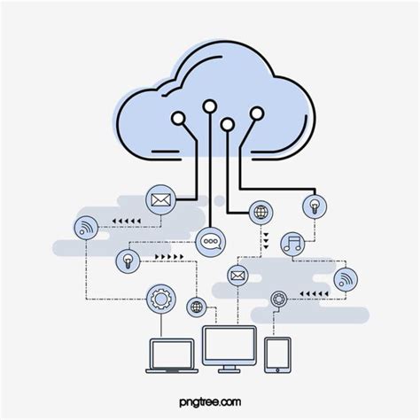 푸른 구름 데이터 선형 연결 컴퓨터 Notebook 휴대 전화 컴퓨터 Png 일러스트 및 벡터 에 대한 무료 다운로드 Pngtree Tech