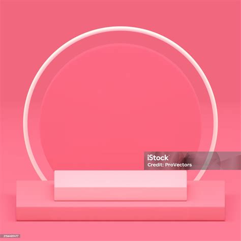 3d 연단 사각형 단계 받침대 핑크 기하학적 디스플레이 현실적인 벡터 일러스트 레이 션 0명에 대한 스톡 벡터 아트 및 기타