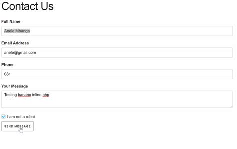 Banano Sending Contact Us Form Contents To An Email With Inline Php