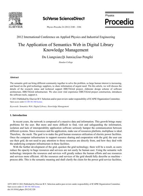 pdf the application of semantics web in digital library knowledge management
