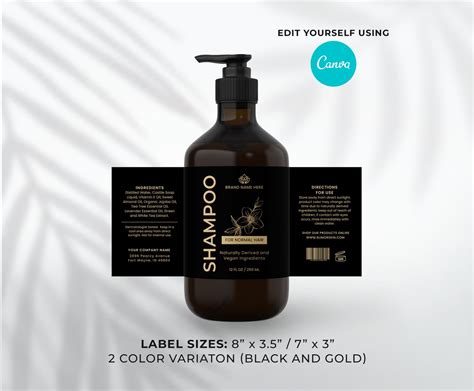 Customizable Shampoo Bottle Label Template Diy Body Wash Label Design