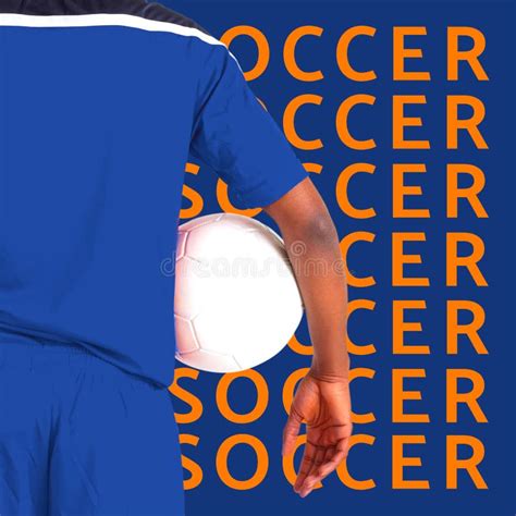 Square Image Of Multiplied Soccer And Midsection Of Back Of Caucasian