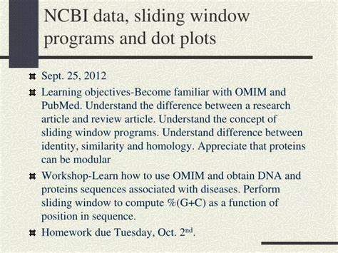 Ppt Ncbi Data Sliding Window Programs And Dot Plots Powerpoint