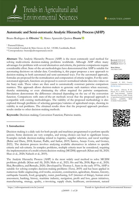 Pdf Automatic And Semi Automatic Analytic Hierarchy Process Ahp