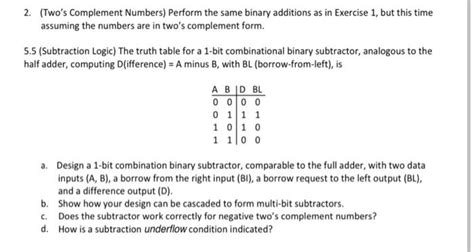 Solved Two S Complement Numbers Perform The Same Binary Chegg Com