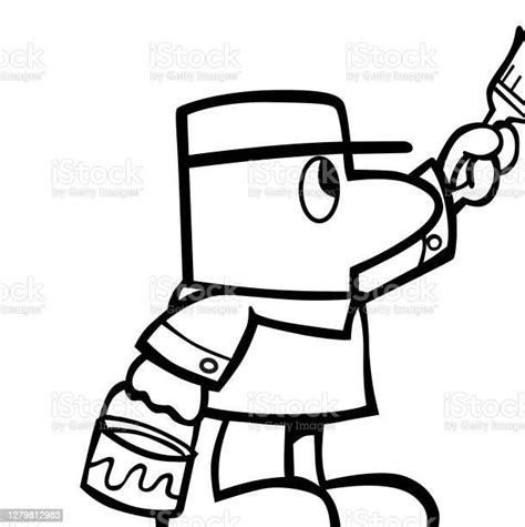 고립 된 남자 귀여운 간단한 캐릭터는 벽을 그리는 만화 스타일 벡터 일러스트레이션 귀여운에 대한 스톡 벡터 아트 및 기타 이미지 귀여운 그림 그리기 남성 Istock