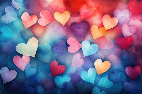Whimsical Watercolor Hearts Soft Pastel Hues Blend In A Dreamy