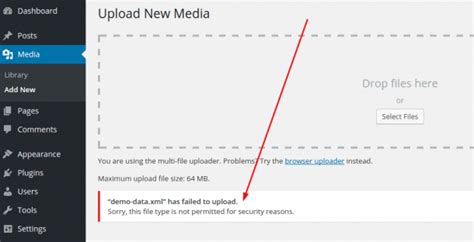 how to fix sorry this file type is not permitted for security reasons
