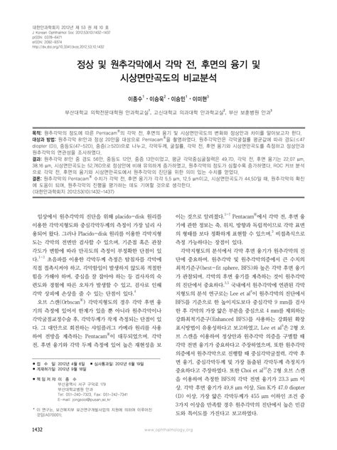 [pdf] Comparison Of Anterior And Posterior Elevation And Sagittal Curvature Between Keratoconus