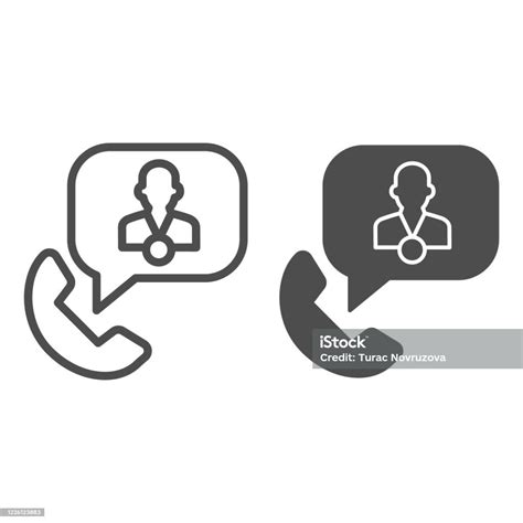 음성 버블 및 컨설턴트 라인과 솔리드 아이콘 전화 비즈니스 상담 개념 흰색 배경에 관리자 사인과 전화 대화 전화 지원 아이콘 개요 벡터 그래픽 개념에 대한 스톡 벡터 아트