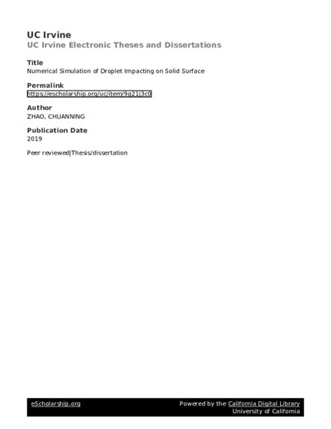 Pdf Numerical Simulation Of Droplet Impacting On Solid Surface