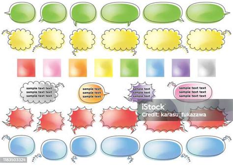 수채화 스타일의 만화 연설 거품은 수평으로 쓰기 위한 그라데이션 메쉬를 만들었습니다 소셜 미디어 이미지 이야기하고 생각하고 울고