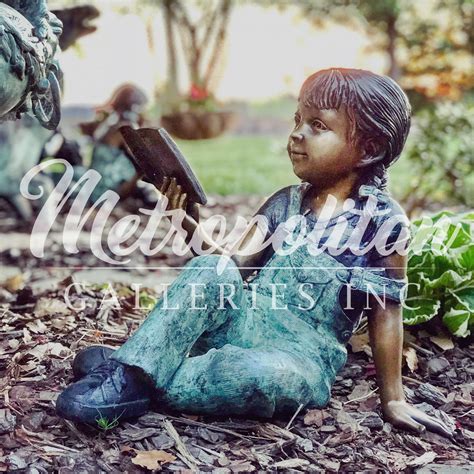 Sitting Girl Reading Book Bronze Statue 15 Lost Wax Cast Sculpture