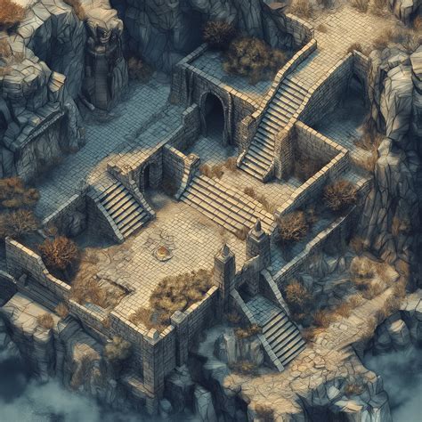 Isometric Clifftop Lair Battlemap For Tabletop Rpgs High Resolution