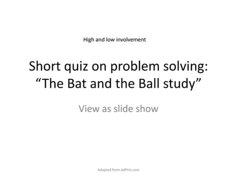 Short Quiz On Problem Solving Bat And Ball Pptx