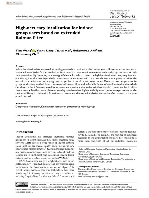 Pdf High Accuracy Localization For Indoor Group Users Based On Extended Kalman Filter