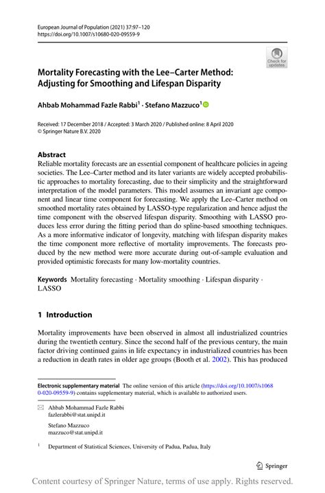 Mortality Forecasting With The Leecarter Method Adjusting For Smoothing And Lifespan Disparity
