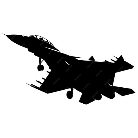 Fighter Jet Airplane Silhouette Flat Vector Illustration Isolated On A