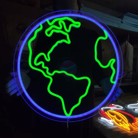 light x night planet earth neon sign