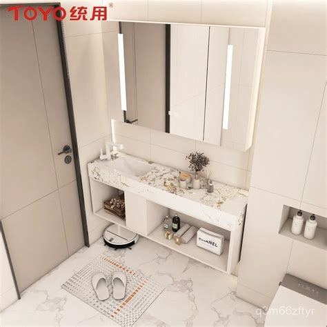 【怡然之家】toyo統用超窄邊巖闆陶瓷盆實木浴室櫃小戶型開放式洗臉盆櫃組閤櫃 蝦皮購物