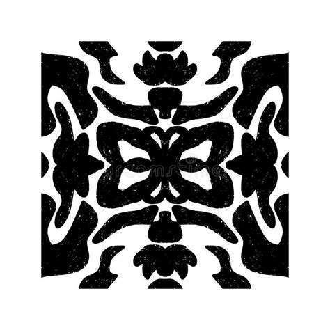 Intricate Black Symmetrical Shape Tile Grunge Texture Stylized Texture Ornament Tile Shapes