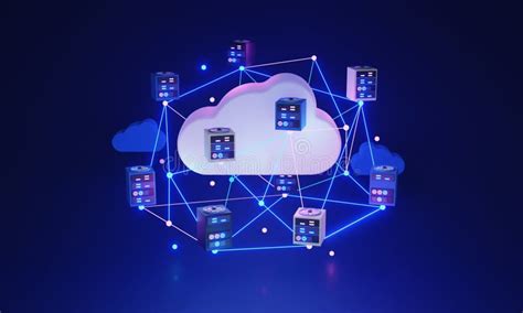 Cloud Computing Network For File Upload And Download 3d Illustration Concept Stock Illustration