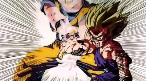 Goku Helping His Son Gohan In Defeating Cell From The Other World Cell