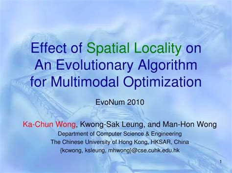 Ppt Effect Of Spatial Locality On An Evolutionary Algorithm For Multimodal Optimization