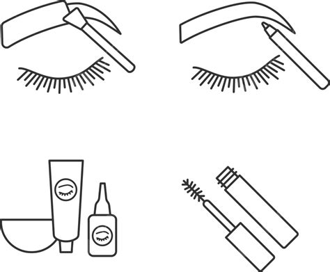 Eyebrows Shaping Linear Icons Set Eyebrow Tattoo Lash Vector Eyebrow Tattoo Lash Png And