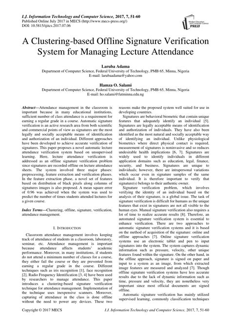 Pdf A Clustering Based Offline Signature Verification System For