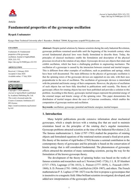 Pdf Fundamental Properties Of The Gyroscope Oscillation