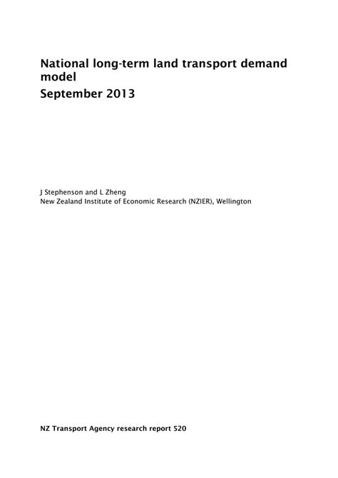 Pdf National Long Term Land Transport Demand Model