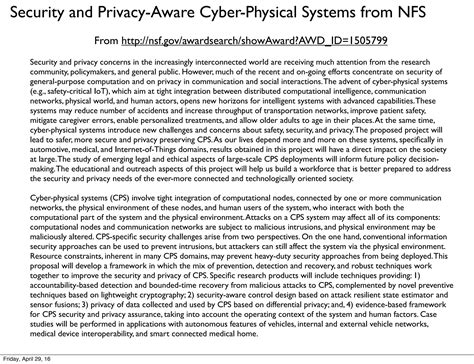 Research And Testbeds In Cyber Physical Systems Ppt