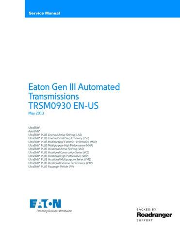 Eaton Gem III Automated RTLO 18918A AS3 Transmission TRSM0930 Service