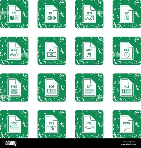 File Format Icons Set Grunge Stock Vector Image And Art Alamy
