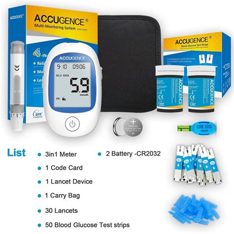 Accugence Pm900 Blood Glucose Test Kit 3in1 Glucose Meter 50 Test
