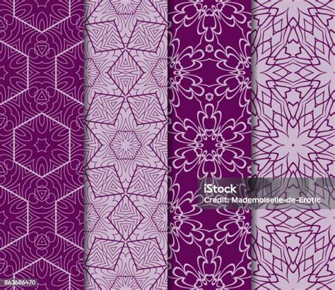 로얄 퍼플 색상의 완벽 한 패턴의 집합입니다 벡터 일러스트 레이 션 배경 화면 및 배경 디자인입니다 꽃 식물에 대한 스톡 벡터 아트 및 기타 이미지 Istock